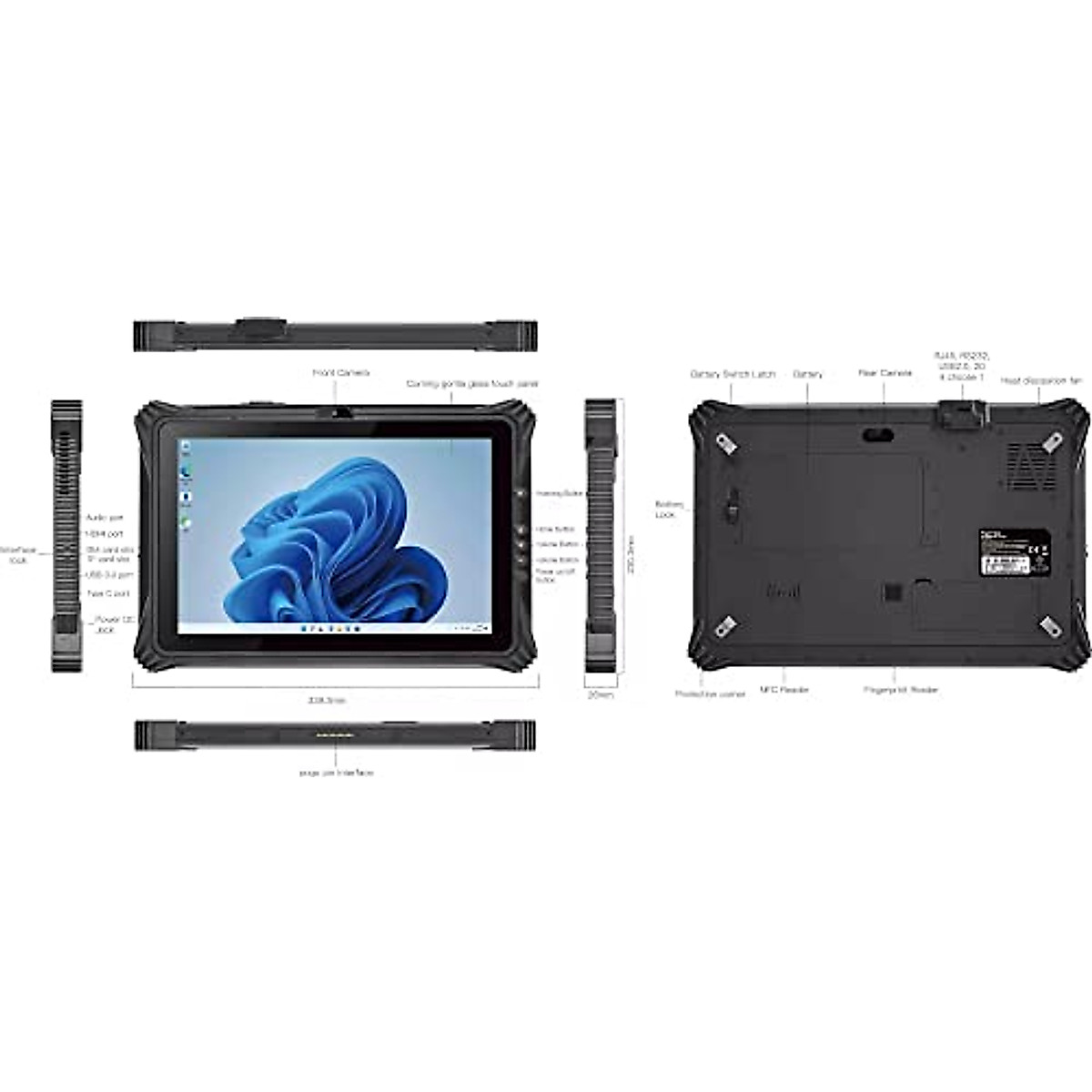 Sincoole Industrial Rugged Tablet PC,CPU Intel Core i5-1235U,12.2 inch Windows 11 OS Rugged Tablet with NFC