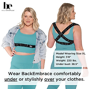 BackEmbrace Posture Corrector for Women and Men - Made in USA - Slim and Adjustable Shoulder Brace - Back Brace for Back Pain Relief - Black Drizzle M/L