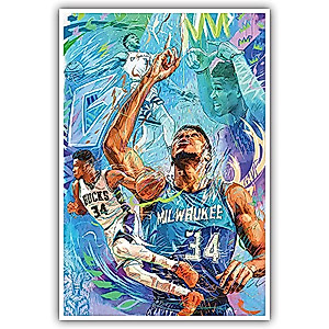Giannis Antetokounmpo Poster Basketball Superstar Letter Bro Posters Wall Art Basketball Poster Canvas Print Home Living Room Bedroom Kids Room Decor Gift for basketball fans 16x24inch-Unframed