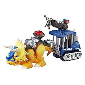 Chomp Squad Playskool Officer Lockup, Triceratops Dinosaur Figure, Police Toy with Pretend Jail Cell, Dinosaur Toy for Kids 3 Years and Up (Amazon Exclusive)
