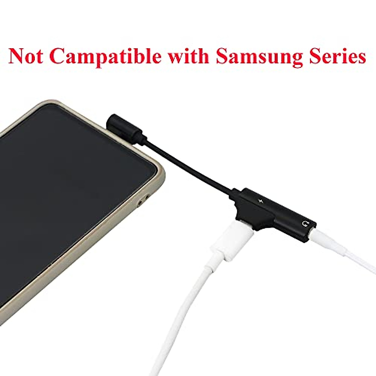QIANRENON 2 in 1 USB C to 3.5mm Headphones and Charging Adapter Type C to Aux Audio Allocator Adapter Used for USB C Smartphone Without 3.5mm Audio Jack Not Campatible Samsung Series, 2PCS