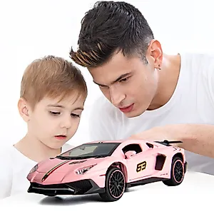 BDTCTK Compatible for 1:32 LP780 Model Car, Zinc Alloy Pull Back Toy Car with Sound and Light for Kids Boy Girl Black