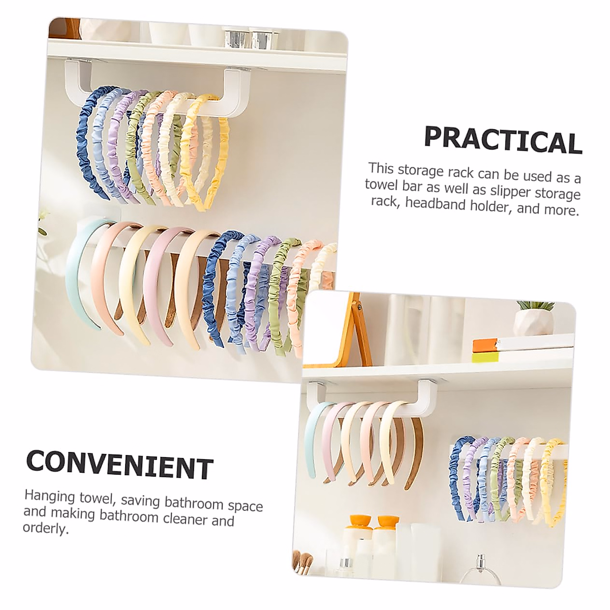 FUNOMOCYA 2pcs Hand Towel Bathroom Towel Bar Towel Holder for Bathroom Wall Towel Bars for Bathroom Wall Towel Bar Towel Hanger for Bathroom Single Shot Bath Towel White