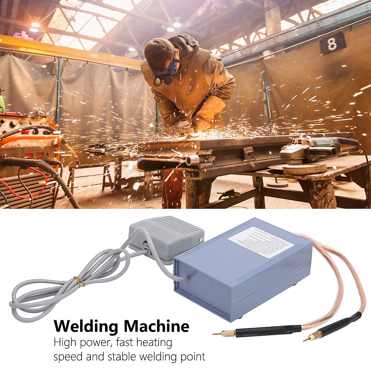 Junlucki Mini Spot Welder, 5000W Spot Welding Machine DIY Portable Adjustable Spot Welder Pen with Foot Switch Battery Spot Welder Spot Welding Equipment for 0.2MM Nickel Strip 18650 Battery(US)