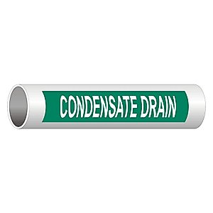 ComplianceSigns.com Condensate Drain English + Spanish ASME A13.1 Pipe Label Decal, 8x2 in. 50-Pack Vinyl for Pipe Markers