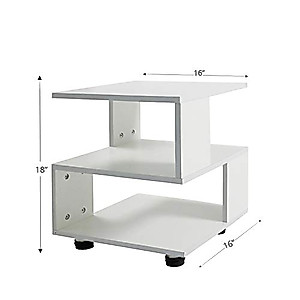 Jerry & Maggie - Magic Cube Nightstands Japanese Tatami Classic Modern Style - 2 Tier Rectangle Hallow Design Night Stand Storage Bedside Table Storage White