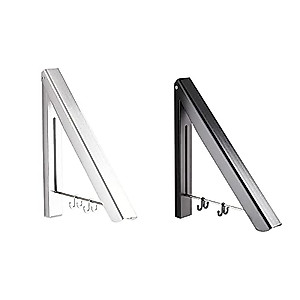 OnlyOne Select Retractable Clothes Rack Wall Mount, Folding Clothes Hanger Drying Rack, for Laundry Room Closet Storage Bathroom Bedroom Organization (Silver)