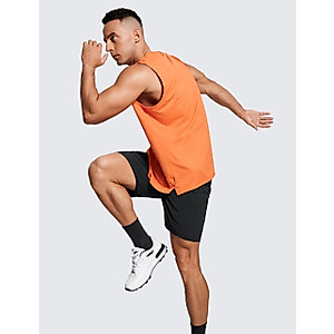 CRZ YOGA Men's 2 in 1 Running Shorts with Liner - 7'' Quick Dry Workout Sports Athletic Shorts with Pockets Black Medium