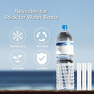 Tngan Reusable Ice Cube, 8 Pcs Clear Ice Sticks Plastic Ice Cube Washable BPA Free, Pernament Non-Melting Water Bottle Ice Stick for Drinks, Water Bottles, Whiskey, Wine (Transparent)