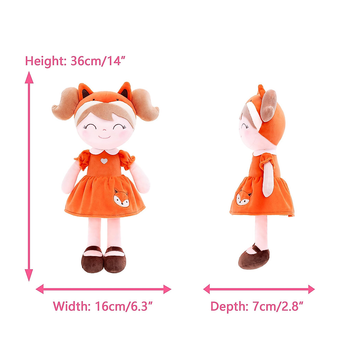 Gloveleya Dolls Baby Plush Toy Girl Toys Girl Gifts First Baby Doll Soft Toys Plush Fox Toy 15" with Gift Bag