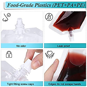 24 Pcs Plastic Flasks, 8 Oz Concealable and Reusable Drink Pouches, Leak-Proof Food Grade Plastic for Travel