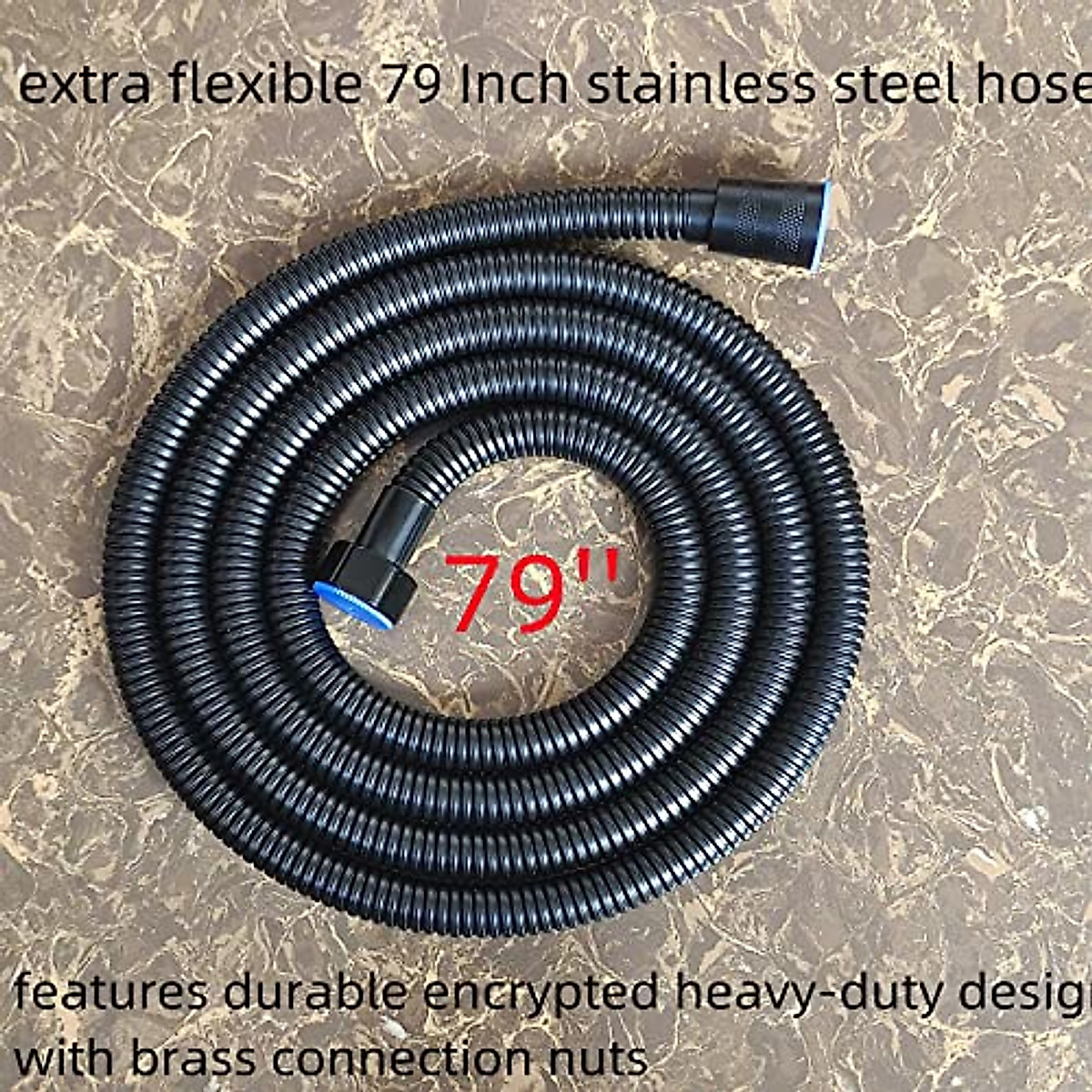 Perfectyihui 7 Functions High Pressure Handheld Shower Head with Extra Long 6.5 ft Flexible and Sturdy Stainless Steel Hose and Adjustable Brass Swivel Ball Joint Bracket (matte black)