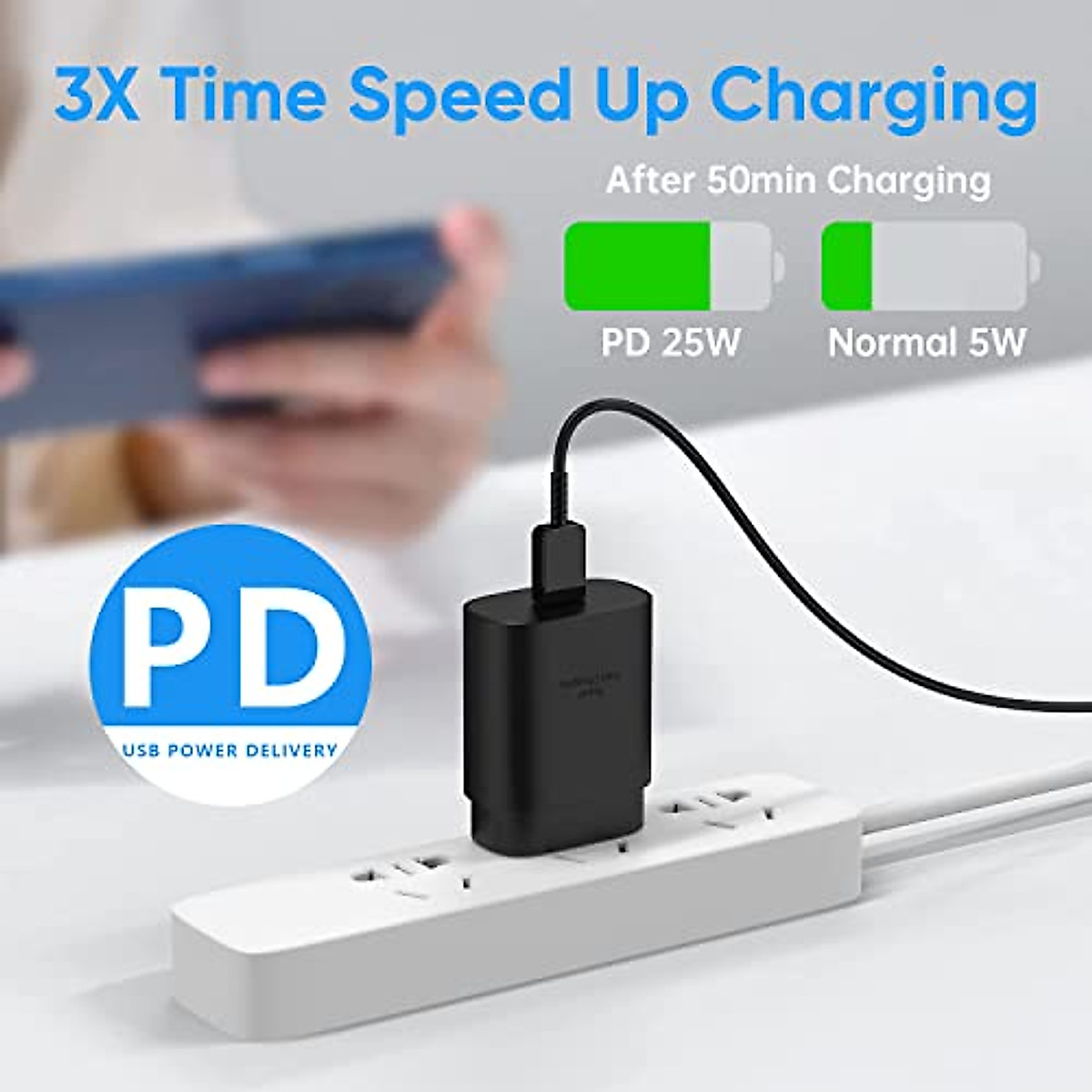 USB Type C Wall Charger Block, 25W Super Fast PD Power Adapter Compatible Samsung Galaxy S22 S21 S20 Ultra 5G Note10 20 Plus Z Fold 3, iPhone 13 12 Mini Pro Max 11 XS XR X 8 Plus, AirPods, iPad Pro
