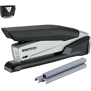 Bostitch Office Executive 3 in 1 Stapler, One Finger Stapling, No Effort, 20 Sheet Capacity, Integrated Staple Remover, Spring Powered Stapler, Black/Gray
