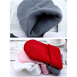 Zhanmai 12 Pieces Knit Hat Beanie Hats Warm Cozy Knitted Cuffed Skull Cap for Adults Kids (Multicolor)