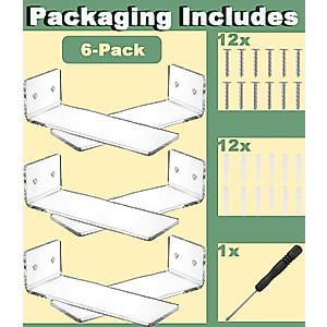 UVAPEK Floating Shoe Display Shelf, 6 Pack Acrylic Levitating Shoe Shelves for Wall Mount, Floating Shelves for Bedroom Playroom Showcase Sneaker Collection or Shoes Box, Easy to Install, Square-6