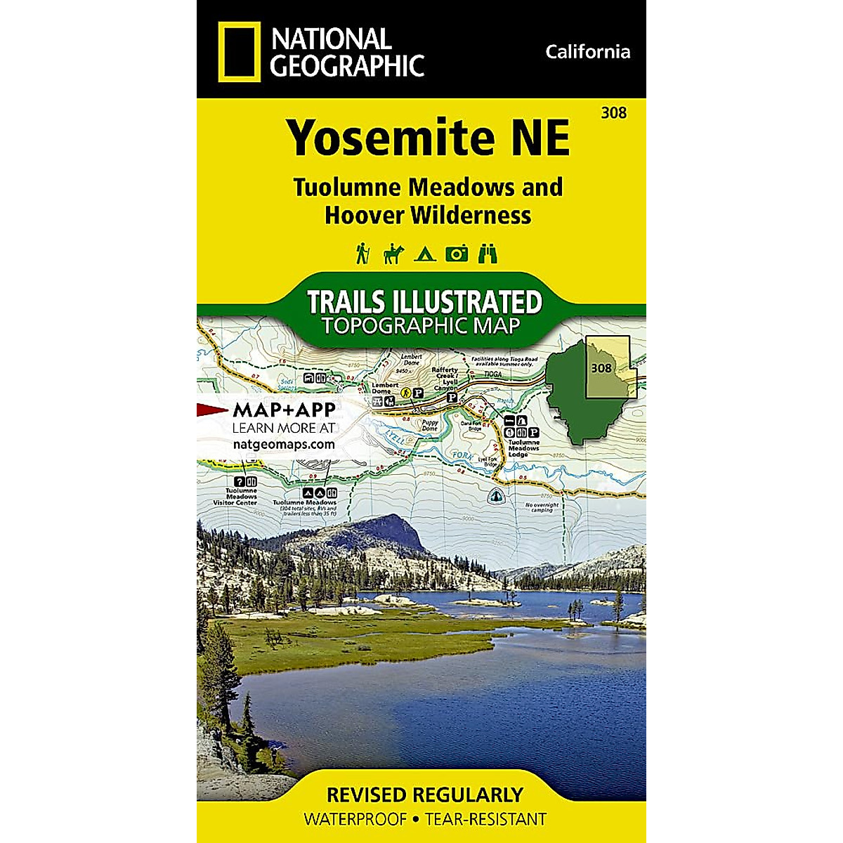 Yosemite NE: Tuolumne Meadows and Hoover Wilderness Map (National Geographic Trails Illustrated Map, 308)