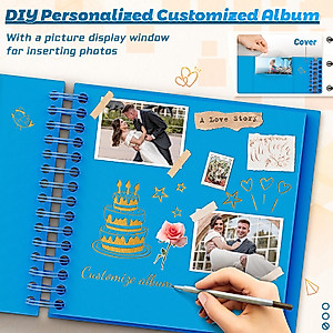 Popotop Scrapbook Photo Album,8x8in DIY Hardcover Kraft Photo Album with Display Picture Window,Personalized Blank Memory Book for Family, Wedding,Guest Book,Anniversary,80Pages/40Sheet