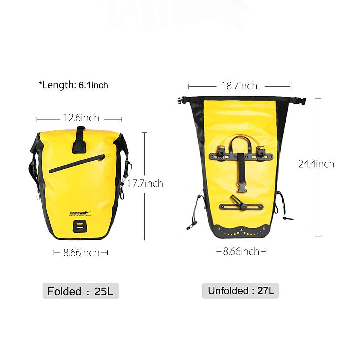 Rhinowalk Bike Bag Waterproof Bike Pannier Bag 27L,(for Bicycle Cargo Rack Saddle Bag Shoulder Bag Laptop Pannier Rack Bicycle Bag Professional Cycling Accessories)