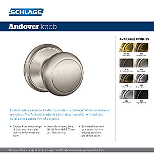 Schlage F40 AND 716 ADD Andover Door Knob with Addison Trim, Bed & Bath Privacy Lock, Aged Bronze