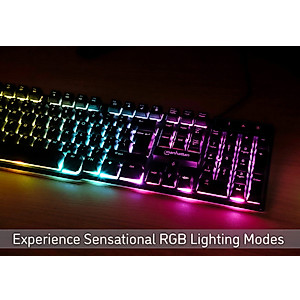 MANHATTAN Wired Membrane Gaming Keyboard – with Backlit RGB LED, USB-A Connection, Quiet Keystrokes, 12 Multimedia Function Keys - for Computer, PC, Desktop, Gamer – 3 Yr Mfg Warranty - 180603