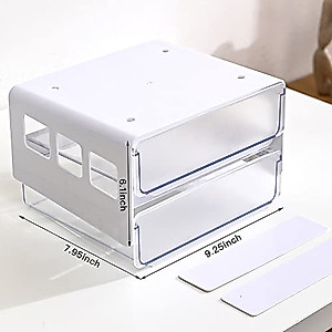 submatches Under Desk Drawer Organizer Slide Out, Hidden Self- adhesive Under Desk Storage Drawer with 2 Layers, Add a Drawer Under Table Storage Pencil Drawer for Office/Classroom/Home, White