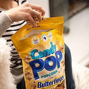 CANDY POP Butterfinger Candy Coated Popcorn (5.25oz bags) Made with Real Butterfingers Candy Pieces - Pack of 6
