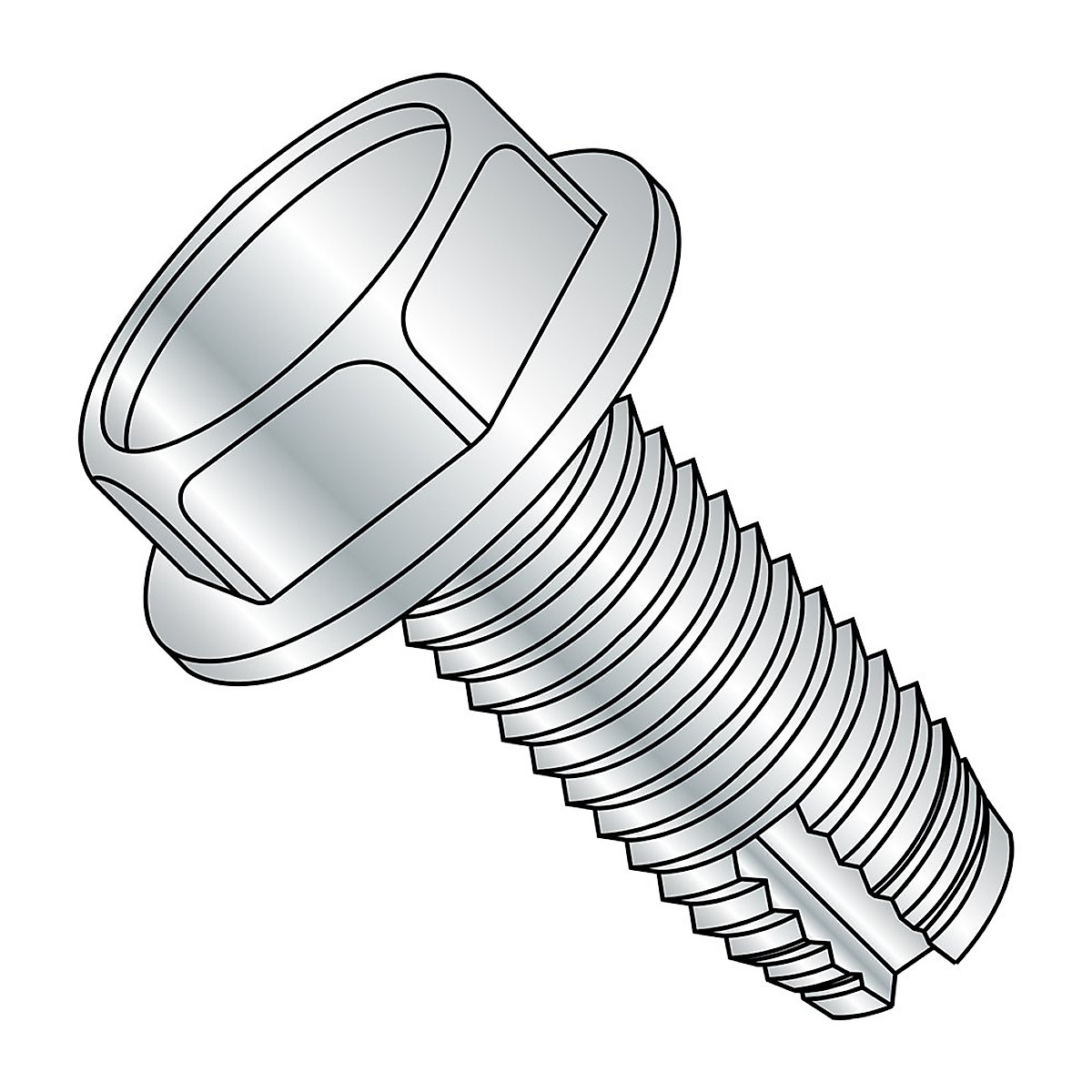 Small Parts 12081W Steel Thread Cutting Screw, Zinc Plated Finish, Hex Washer Head, Type 1, #12-24 Thread Size, 1/2" Length (Pack of 50)
