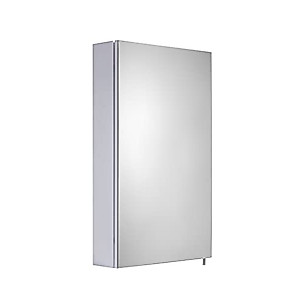 Croydex Finchley Single Door, Surface Mount Flexi-Fix Easy Hanging System Medicine Cabinet, 16 in (W) x 26 in (H) Stainless Steel