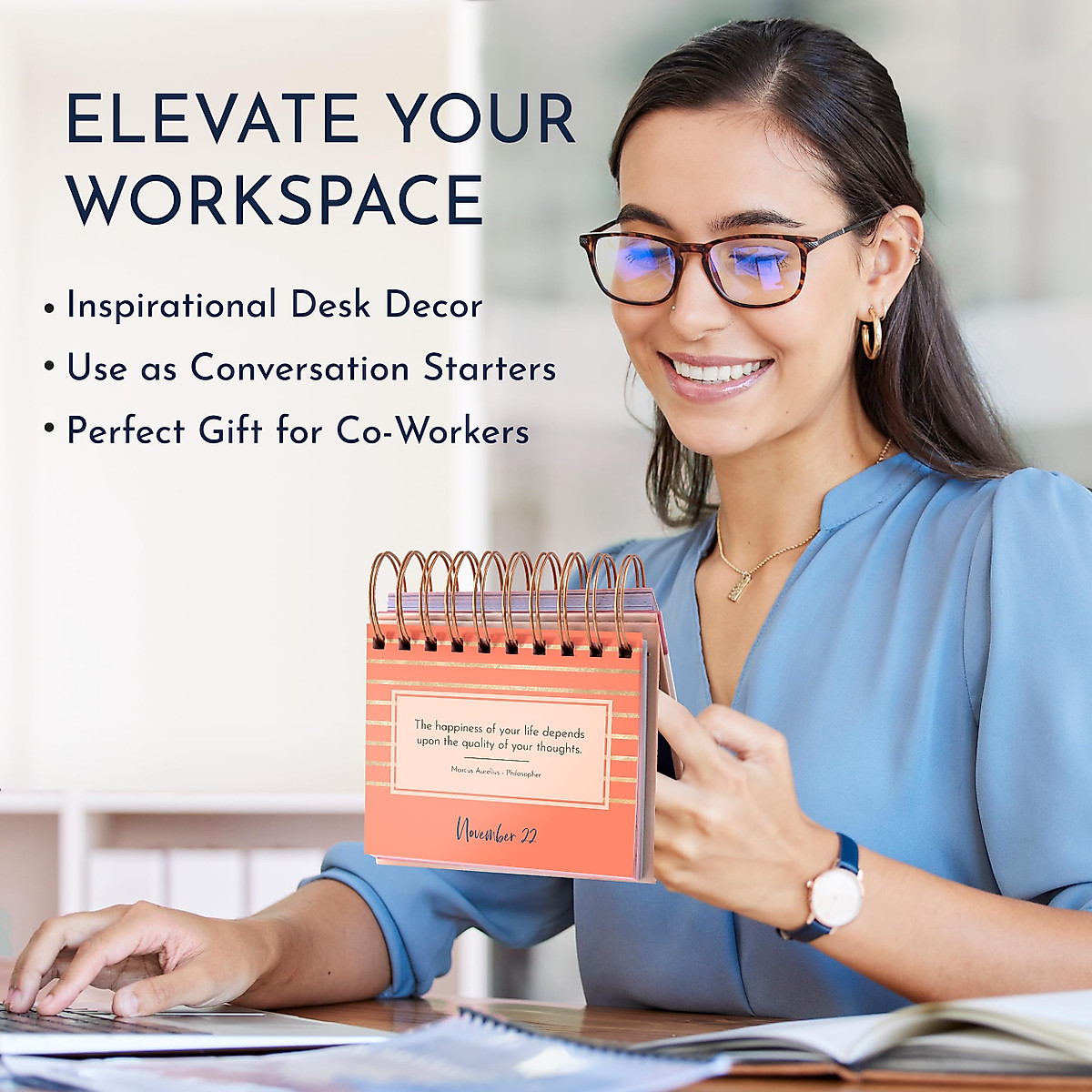 Motivational Calendar - Daily Flip Calendar with Motivational Quotes - Inspirational Gifts for Women, Office Decor for Women, Office Gifts for Women, Motivational Gifts, Desk Decorations Women