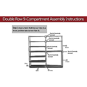 Shoe Rack Storage Organizer, Double Rows 9 Lattices Free Standing Shoe Organizer Portable Boots Rack Shoe Cabinet with Dustproof Nonwoven Fabric Cover for Entryway Home Living Room