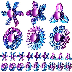 24 Pcs Cool Fidget Spinners Metal Looking Fidget Spinner Toy Finger Spinners Fidget Toy Pack Stress Relief Hand Spinner for Adults Teens Anxiety Party Favor Stocking Goodie Bag Stuffers Gift