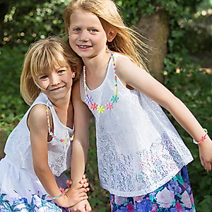 Hicdaw 18PCS Toddler Necklace Beaded Bracelet Stretch Costume Princess Necklace for Little Girls Play Jewelry Bracelet Set Dress Up Party Favors Gift Kids Jewelry for Girls