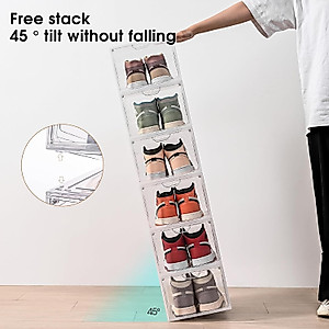 9 Pack Thicken Shoe Organizer Stackable,Upgraded Sturdy Shoe Storage Box with Magnetic Door,Shoe Containers For Sneaker Display,Hat Organizer,White