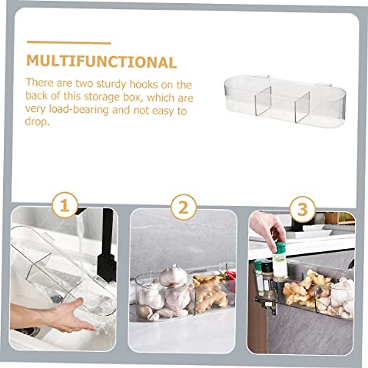 Veemoon Box Cabinet Door Organizer Kitchen Storage Case Hanging Bin for Walls Seasoning Organizer for Cabinet Storage Shelves Plastic Bathroom Storage Holder Crane Wall-mounted The Pet