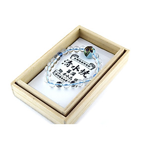 京都あさひ屋 Handmade Kyoto Kiyomizu-yaki & Crystal Bracelet Flower Beads Japanese Juzu Bracelet for Women Gifts (iris Flower)