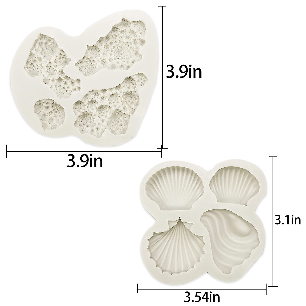 5 PCS Marine Theme Fondant Silicone Mold Seaweed Coral shell crab Shape DIY Handmade Baking Tools, For Theme Cake Cookie Chocolate Candy Decoration Fondant Polymer Clay
