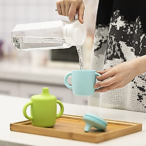 Silikong 8 Oz Silicone No Spill Sippy Cups For Toddlers and Babies | Dishwasher and Microwave Safe | 2 Pack (Green/Blue)