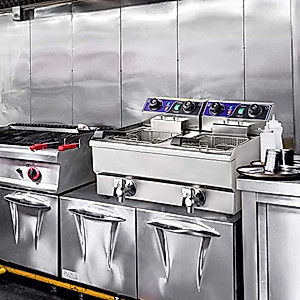WeChef 24L Commercial Deep Fryer Dual Tanks Electric Fryer with Drains For Restaurant Food Truck