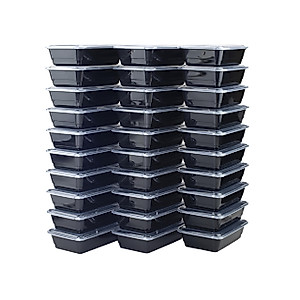 GoodCook Meal Prep Rectangle Single Compartment 30 units, Black, BPA Free