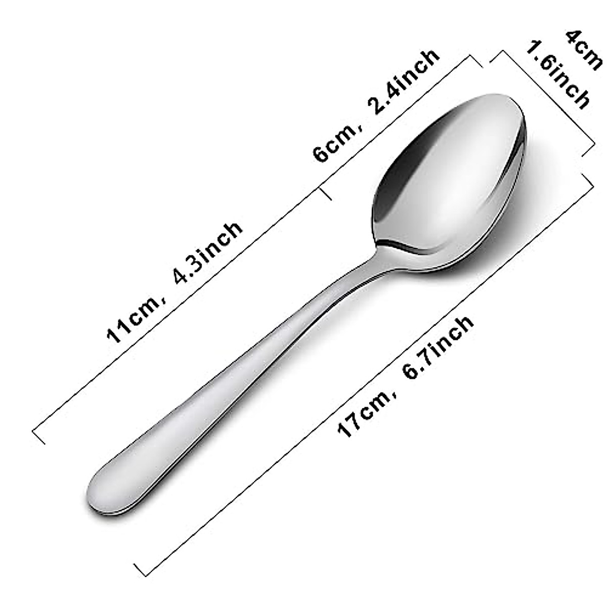 36-Piece Dinner Spoons Set, Funnydin 6.7" Stainless Steel Spoons Silverware, Durable Dessert Spoons, Table Spoon Use for Home, Kitchen and Restaurant - Mirror Polished, Dishwasher Safe