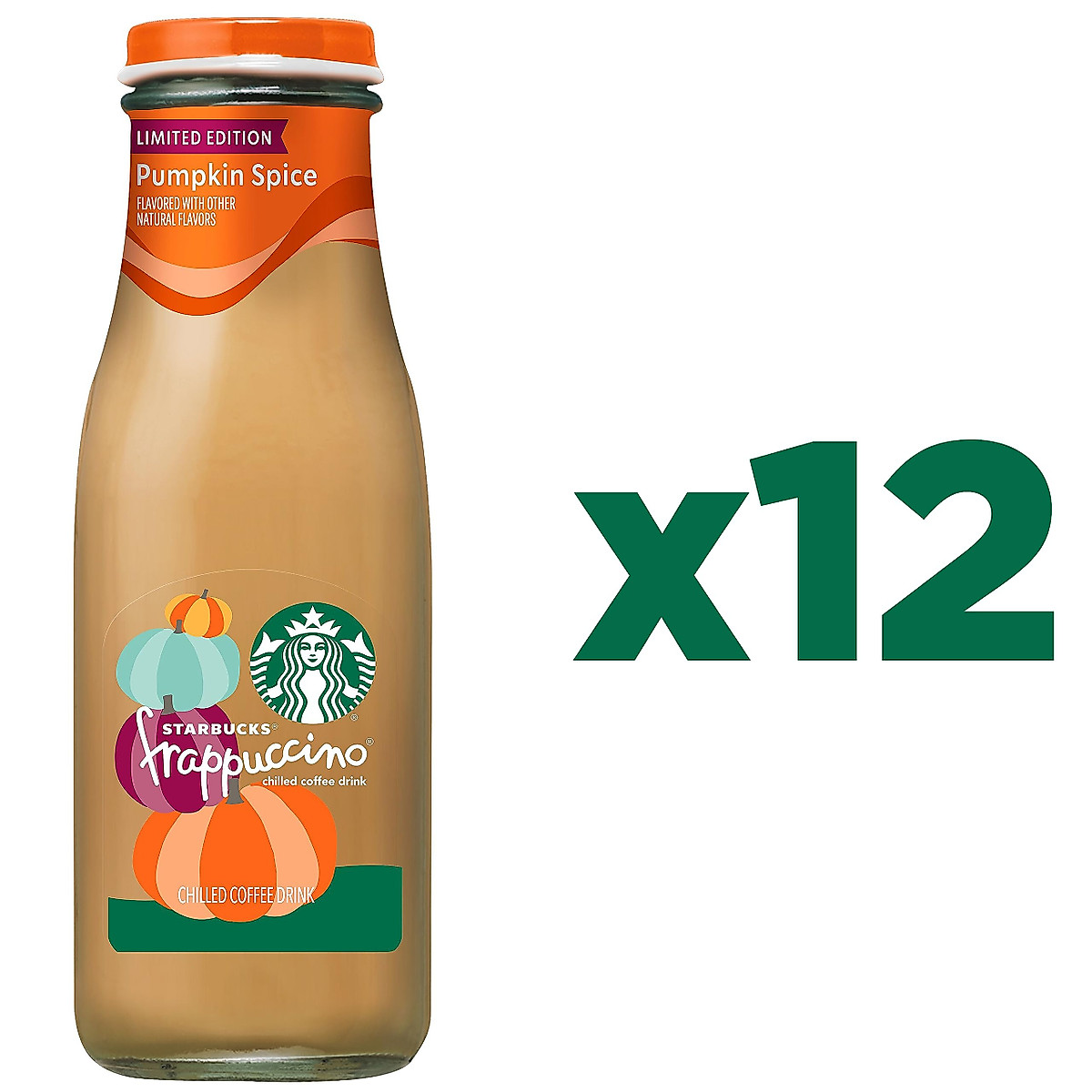 Starbucks Frappuccino, Coffee Drink, Pumpkin Spice, 13.7 fl oz Bottles (12 Pack), Iced Coffee