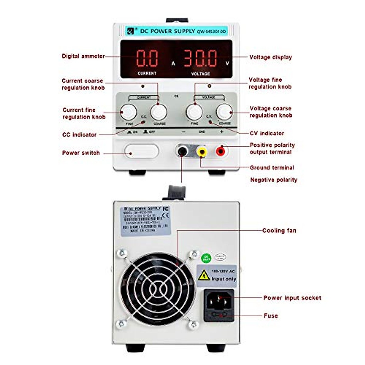 SUNCOO Variable DC Power Supply, Adjustable Switching Regulated Bench Power Supply 30V 5A with Digits Display high-Precision Outputs for Lab/Electronic Repair/DIY/Aging Test, 110v