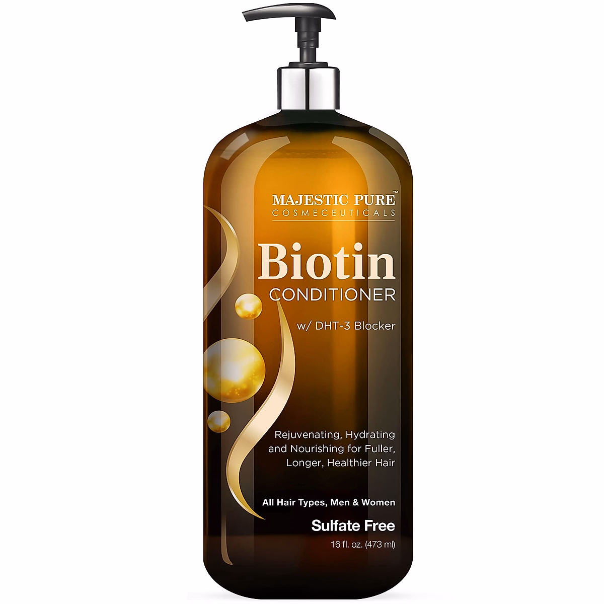 Majestic Pure Biotin Conditioner for Hair Loss - Thickening & Volumizing Conditioner, with DHT-3 Blocker, Keratin & Rosemary Oil, Sulfate Free, All Hair Types Hair Conditioner, 16 fl oz