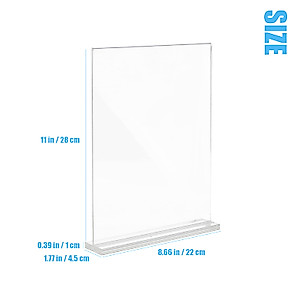 3 Pack Acrylic Sign Holder, 8.5 x 11 inches Clear Table Menu Display Stand Desktop Display Stand Paper Holder Table Top Sign Holder Suitable for Restaurants, Office, Home, Store