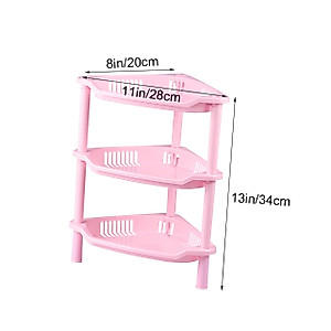 BUGUUYO 3Layer Plastic Small Storage Organizer Basket Corner Shelf Rack for Home Bathroom Kitchen Compact Design for Efficient Space Saving