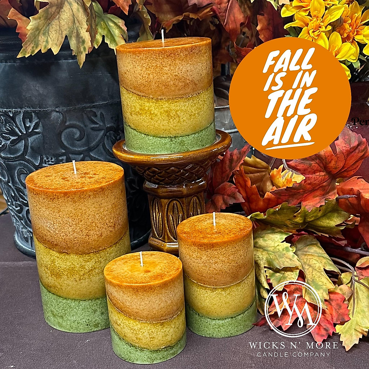 Wicks N More Autumn Leaves Scented Candle (3x6 Pillar)