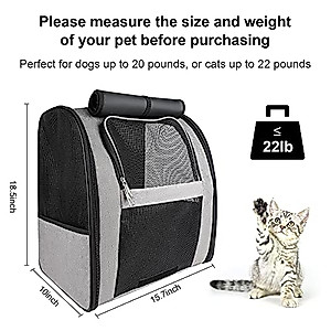 FOYOPET Pet Carrier Backpack for Cats and Dogs Up to 22 lbs, Collapsible Cat Carrier for Large Cats, Small Dog Carrier Ventilated Design for Puppies, Rabbits, Small Pets Travel, Hiking & Outdoor Use
