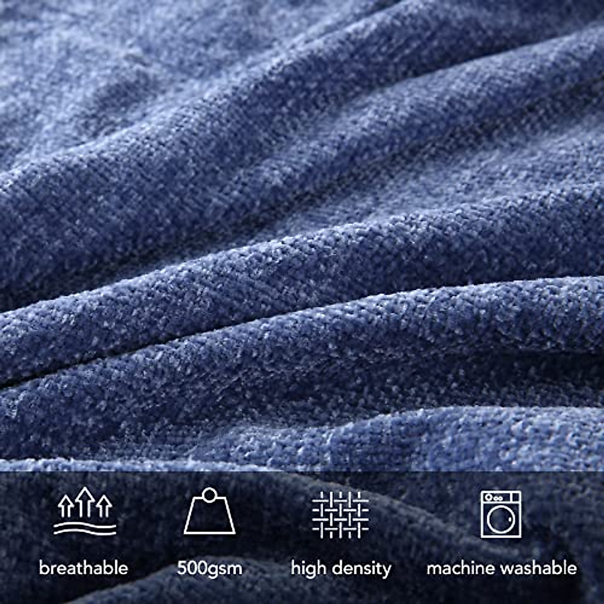QUILTINA Super Value Fleece Throw Blankets for Couch, Lightweight Bed Blanket with Tassel for All Seasons, Spring/Summer Soft Blanket for Decoration & Outdoor Use (60'' x 50'' Blue)
