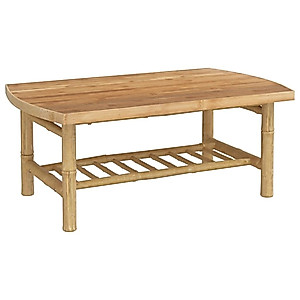 VRAXO 3 Piece Patio Lounge Set with Dark Gray Cushions Bamboo,Outdoor Furniture Sets-58.3lbs